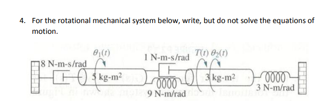 Solved For the rotational mechanical system below, write, | Chegg.com