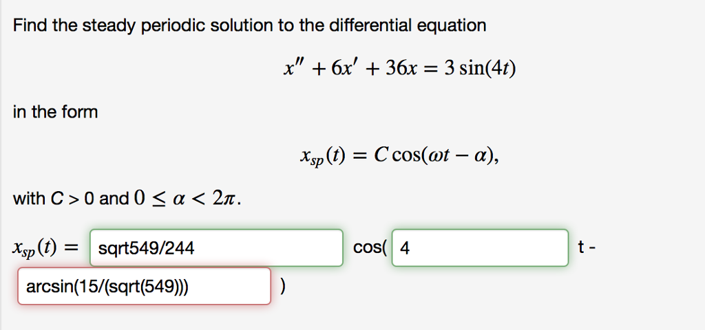 Solved Find the steady periodic solution to the differential | Chegg.com