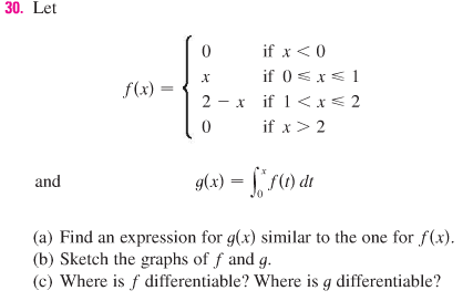 Solved Let f(x) = and g(x) = x integrate 0 f(t) dt Find | Chegg.com