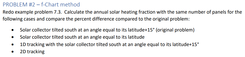 Solved PROBLEM #2-f-Chart method I solar heating fraction | Chegg.com