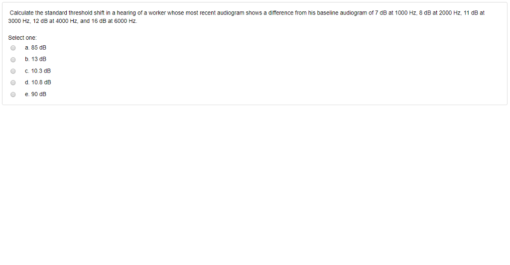 Solved Calculate the standard threshold shift in a hearing | Chegg.com