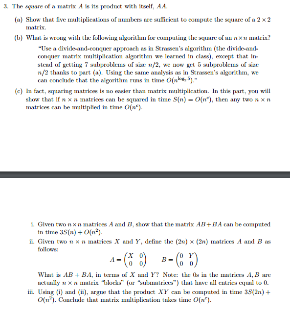 Solved The square of a matrix A is its product with itself, | Chegg.com