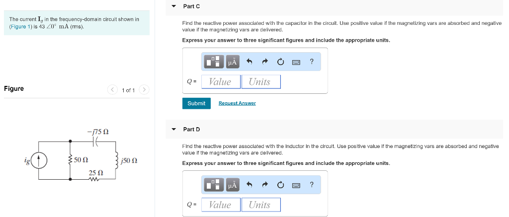 Solved Part C The current I, in the frequency-domain | Chegg.com