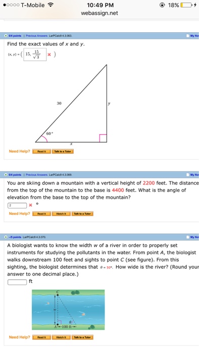 Solved Find the exact values of x and y. (x, y) = (15, | Chegg.com