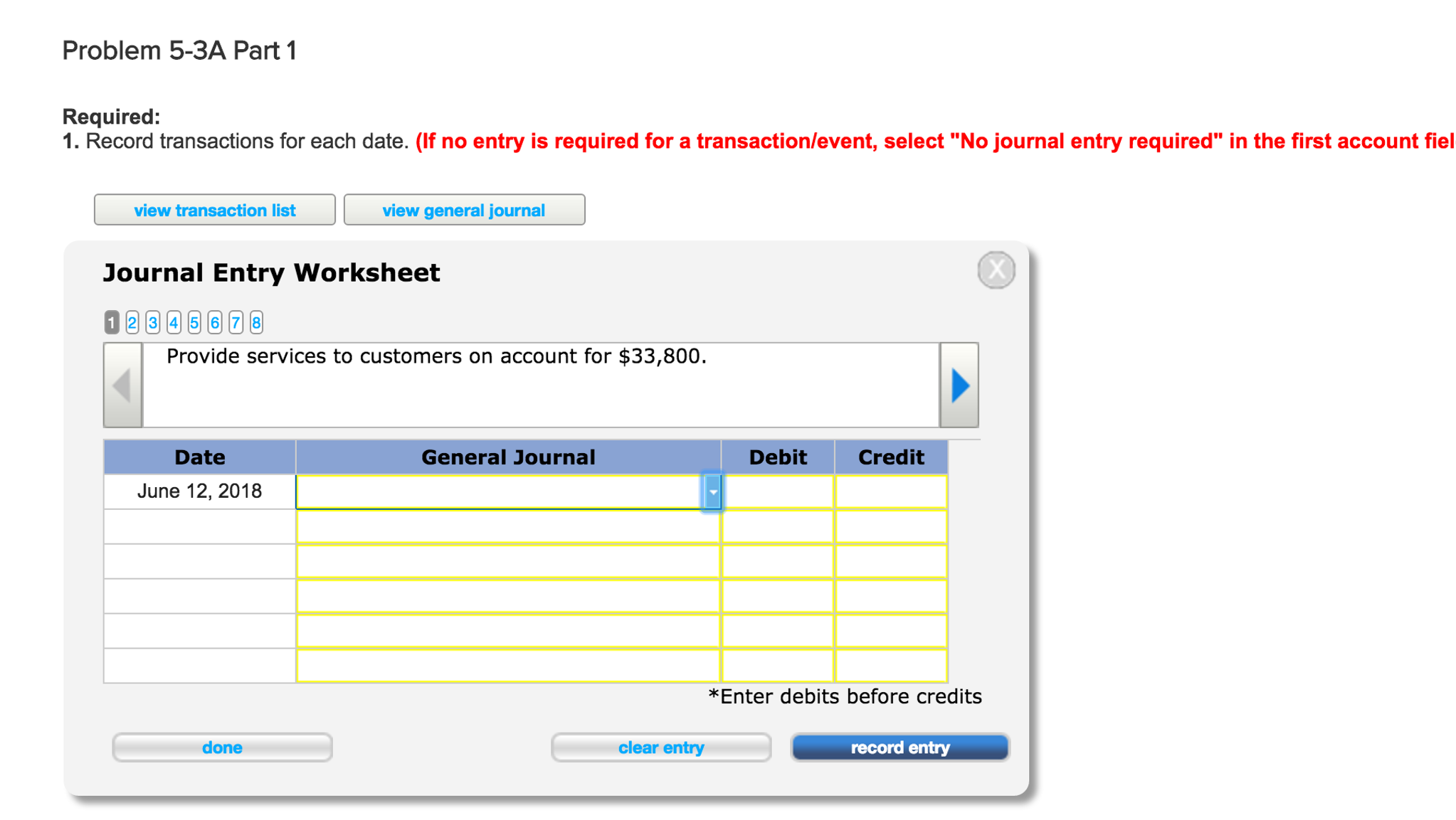 Solved Problem 5-3A Record transactions related to accounts | Chegg.com