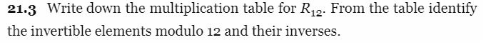 Solved 21.3 Write down the multiplication table for R12. | Chegg.com