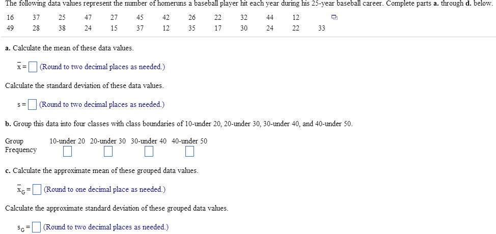 Solved The following data values represent the number of | Chegg.com