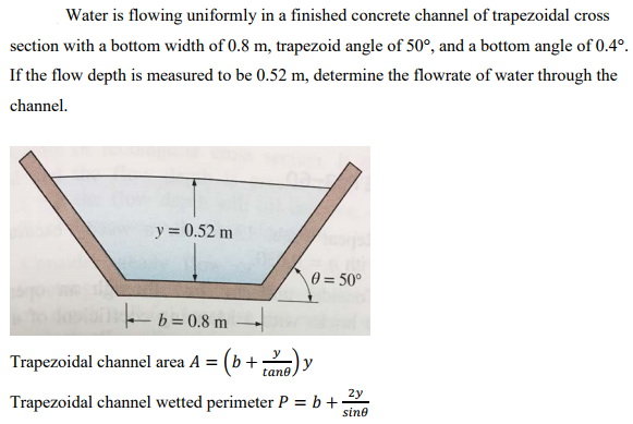 Solved Water is flowing uniformly in a finished concrete | Chegg.com