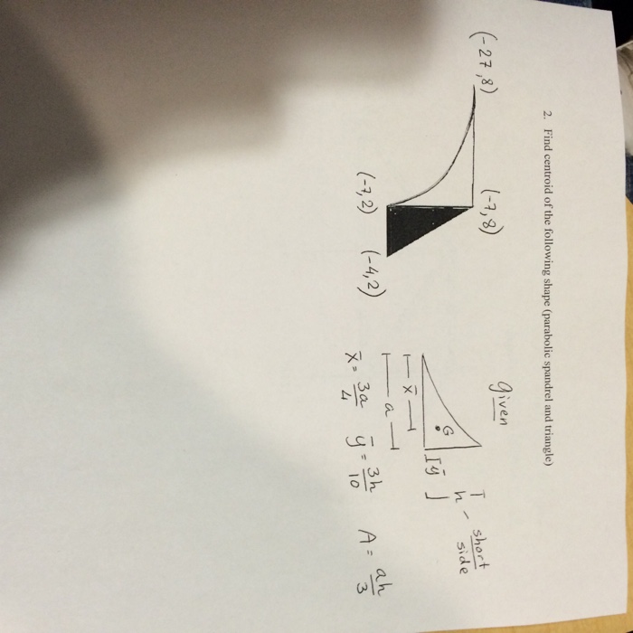 Solved Find centroid of the following shape (parabolic | Chegg.com