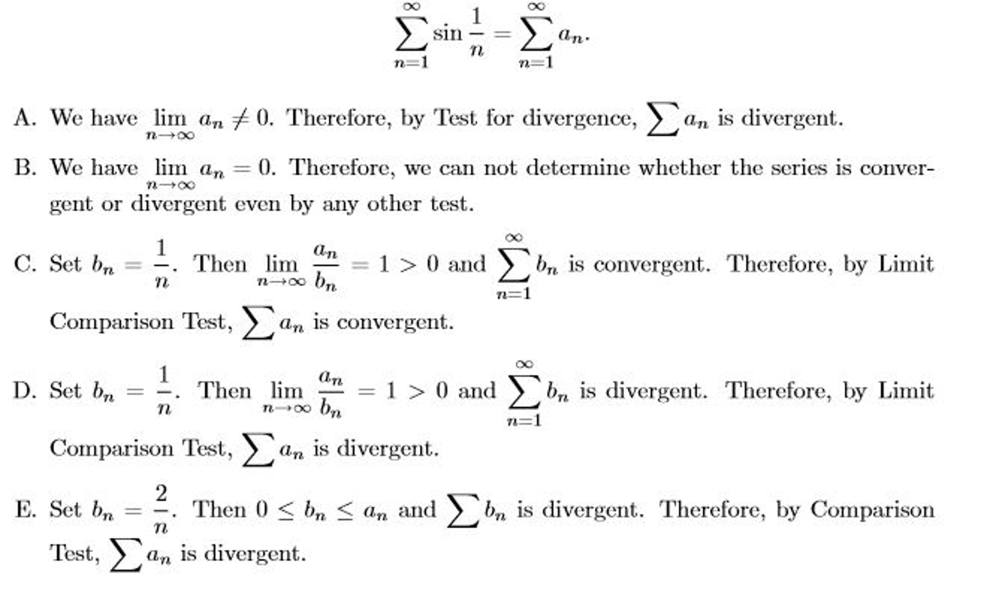 Solved Sigma^infinity_n = 1 sin 1/n = sigma^infinity_n = 1 | Chegg.com Solved Sigma^infinity_n = 1 sin 1/n = sigma^infinity_n = 1 | Chegg.com