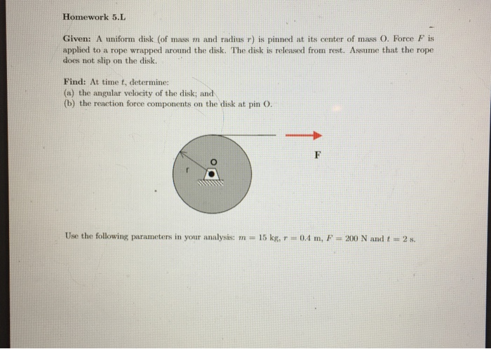 Solved Homework 5.L Given: A uniform disk (of mass m and | Chegg.com