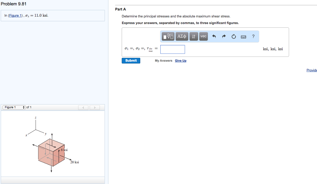 Solved In (Figure 1), sigma_z = 11.0 ksi. Determine the | Chegg.com