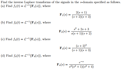 Solved Find the inverse Laplace transforms of the signals in | Chegg.com