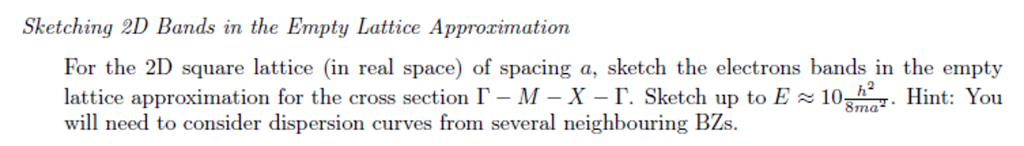 Sketching 2D Bands in the Empty Lattice Approximation | Chegg.com