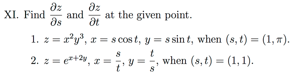 Solved Find partial differential z/partial differential s | Chegg.com