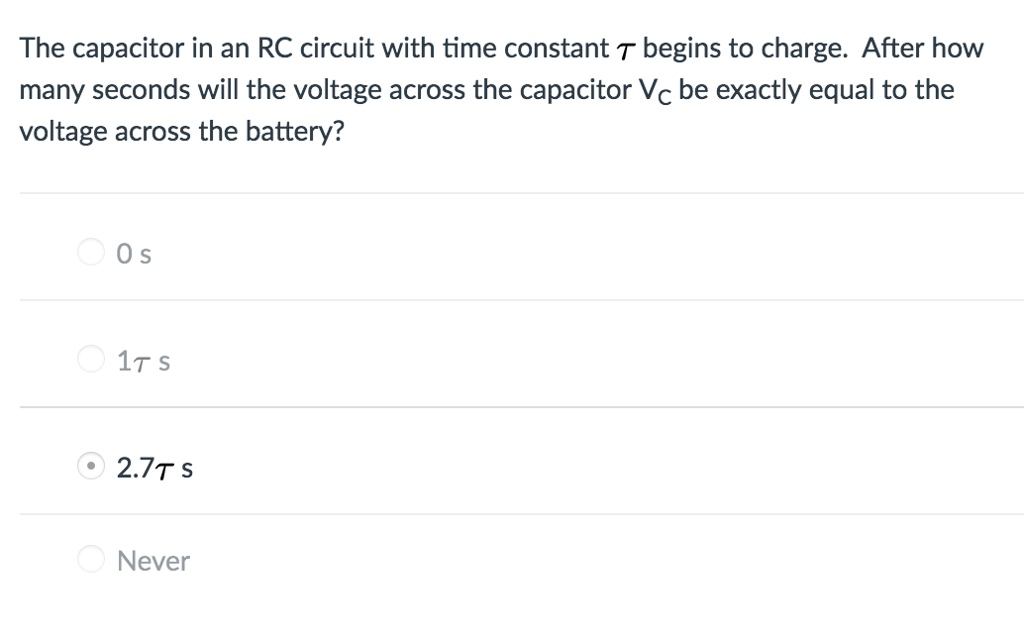 Solved The capacitor in an RC circuit with time constant tau | Chegg.com