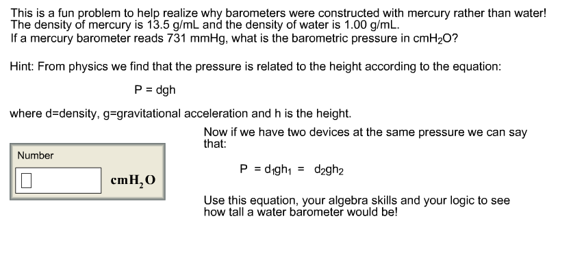 Solved This is a fun problem to help realize why barometers | Chegg.com