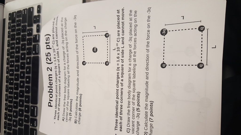Solved Three identical point charges (q=1.6x10^-19 C) are | Chegg.com
