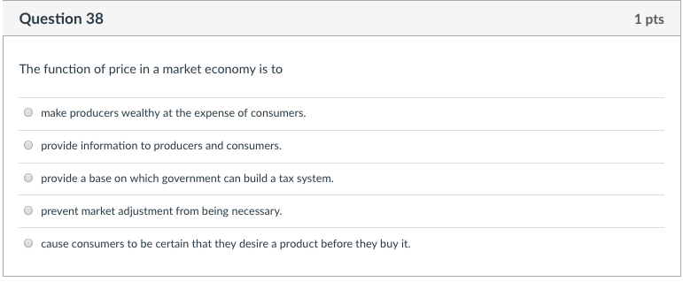 Solved Question 36 1 Pts Other Things Being Equal When The Chegg