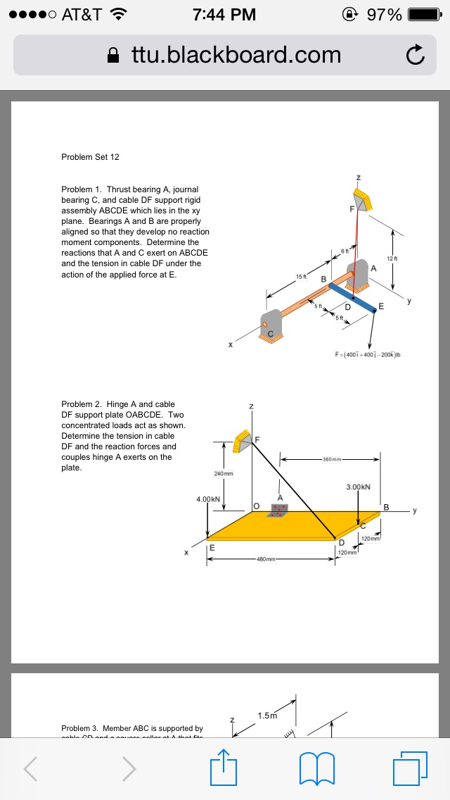 Solved 7:44 PM 97% o AT&T ttu blackboard com Problem Set 12 | Chegg.com