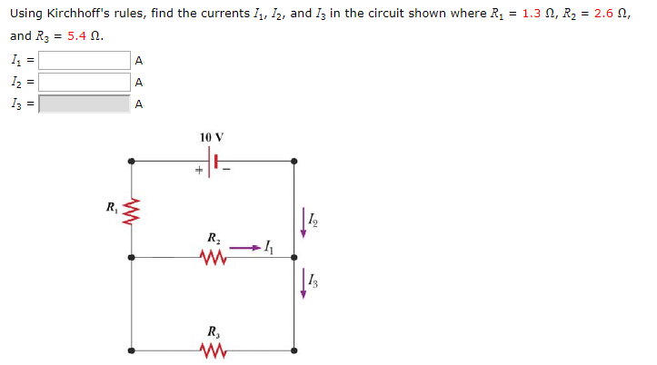 Solved Using Kirchhoff's rules, find the currents 11, 12, | Chegg.com