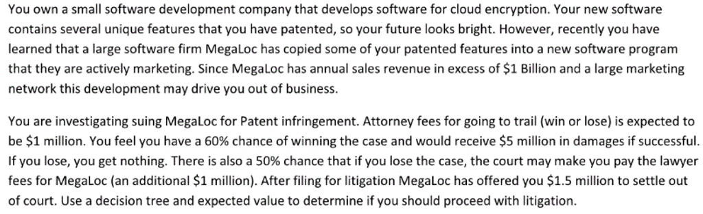 Solved You own a small software development company that | Chegg.com