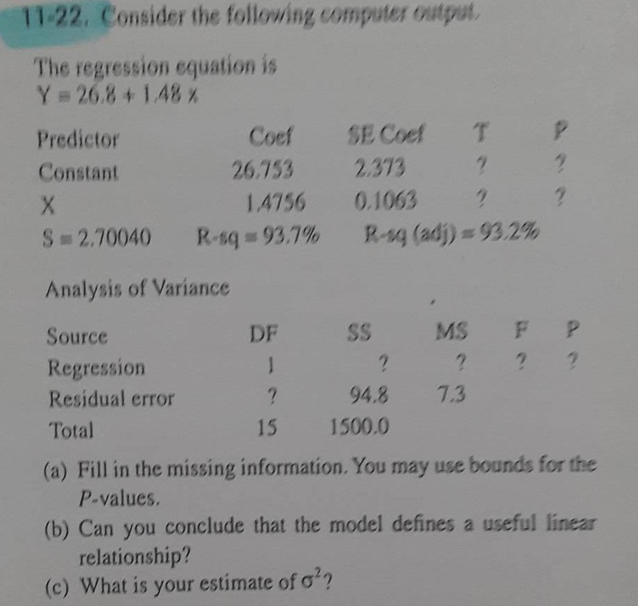 Solved Consider the following computer output. The | Chegg.com Solved Consider the following computer output. The | Chegg.com