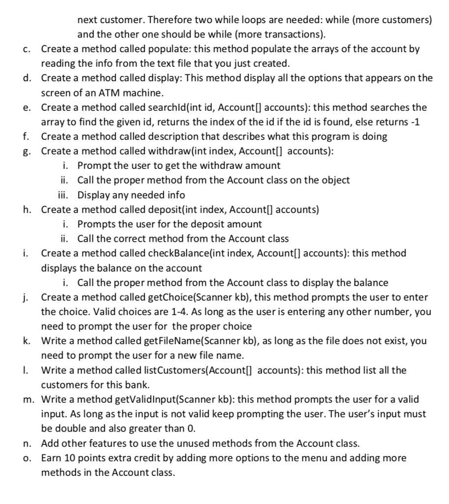 ATM machine: Create a program to simulate an ATM | Chegg.com