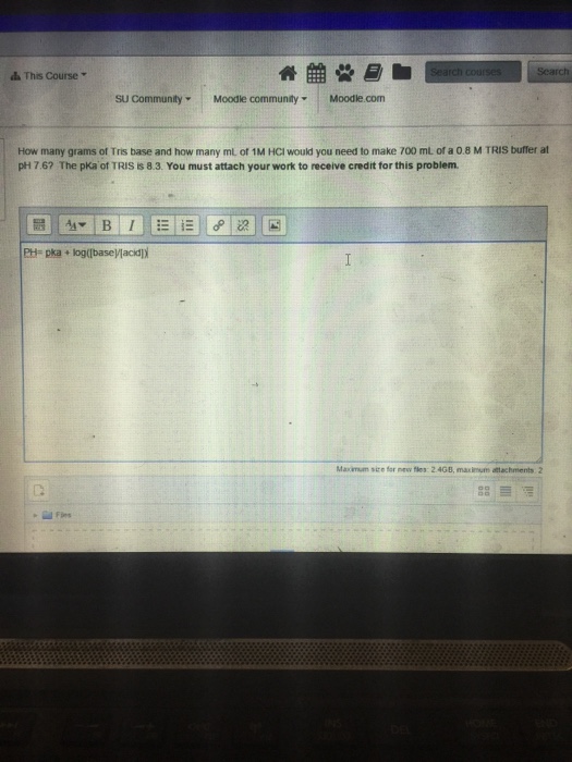 Solved How many grams of Tris base and how many mL of 1M HCI | Chegg.com