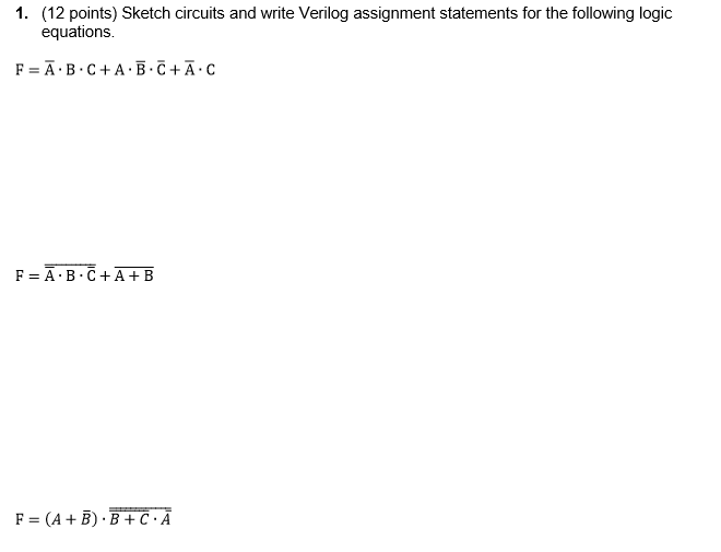 Solved (8 points) Sketch circuits and write Verilog | Chegg.com Solved (8 points) Sketch circuits and write Verilog | Chegg.com
