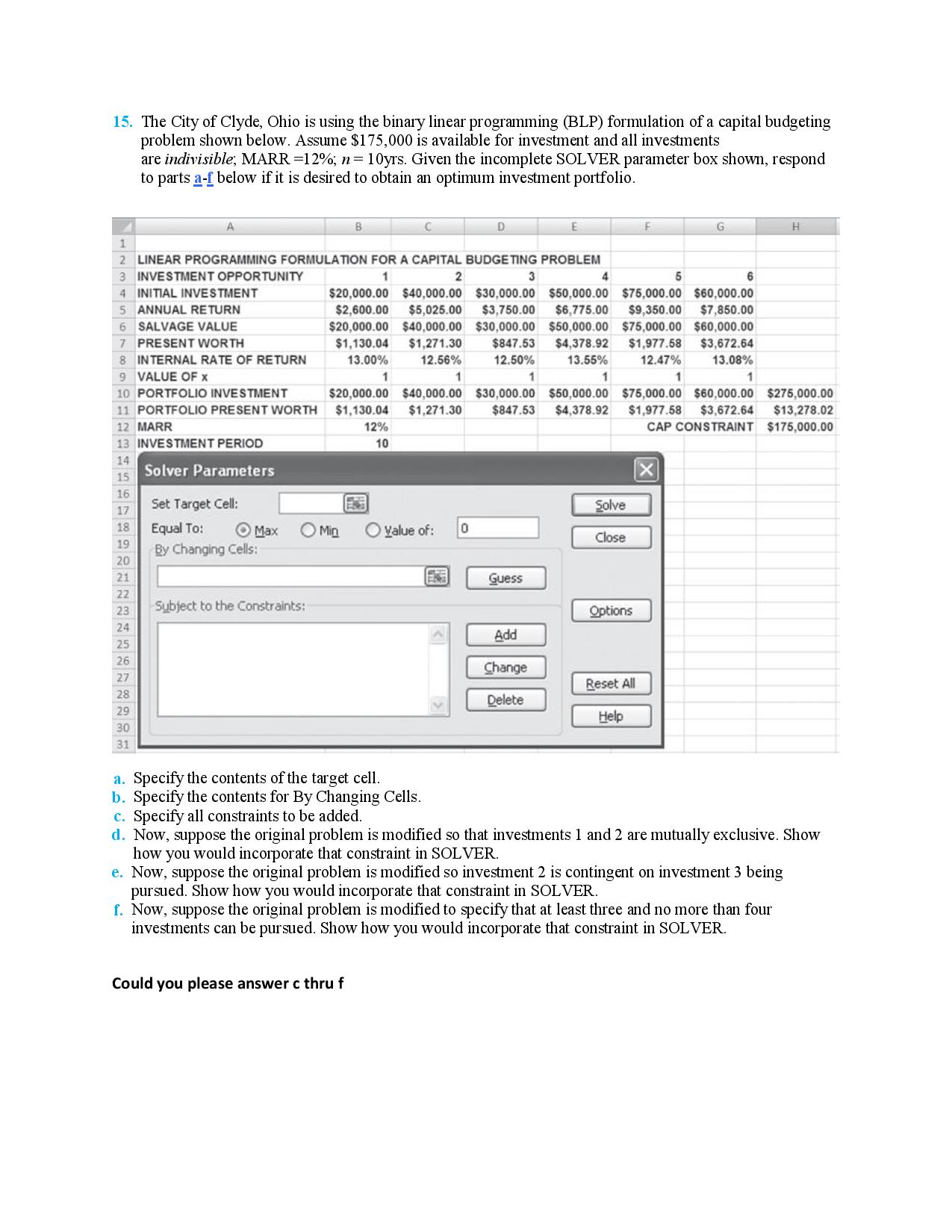 Solved The City of Clyde, Ohio is using the binary linear | Chegg.com