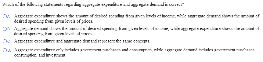 Solved Which of the following statements regarding aggregate | Chegg.com