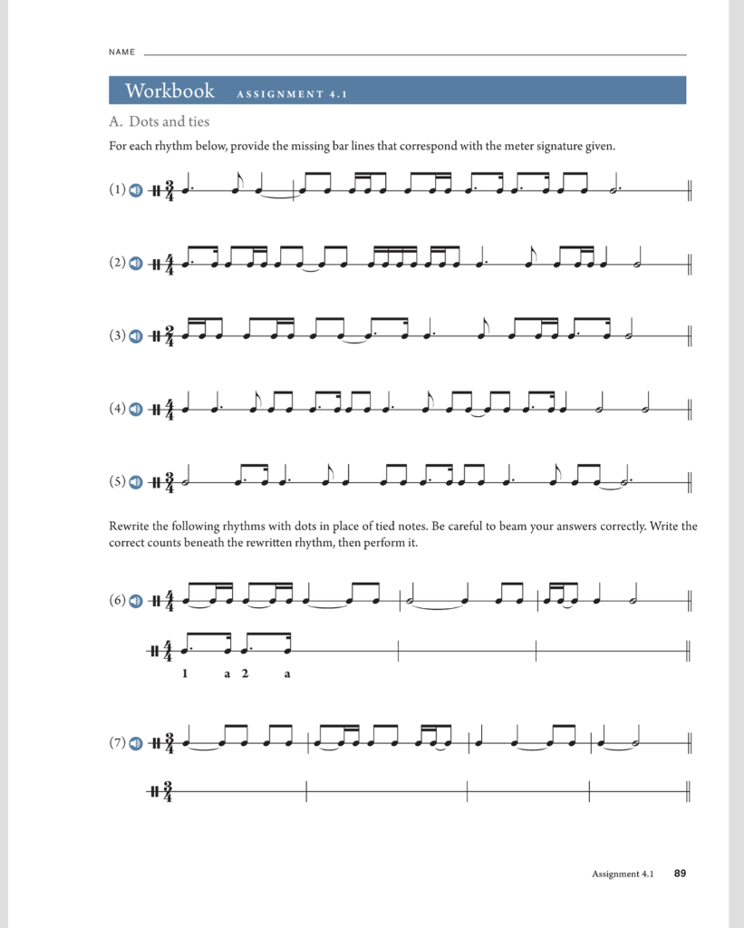 NAME Workbook ASSIGNMENT 4.1 A. Dots and ties For | Chegg.com