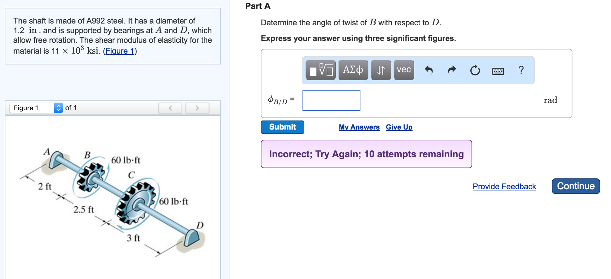 Solved The shaft is made of A992 steel. It has a diameter of | Chegg.com