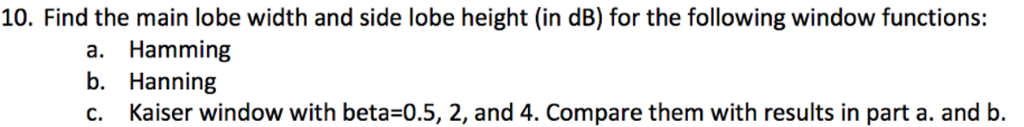 Solved Find the main lobe width and side lobe height (in dB) | Chegg.com