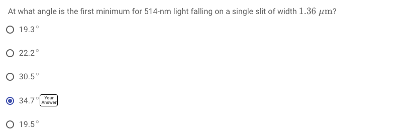 Solved At what angle is the first minimum for 514-nm light | Chegg.com