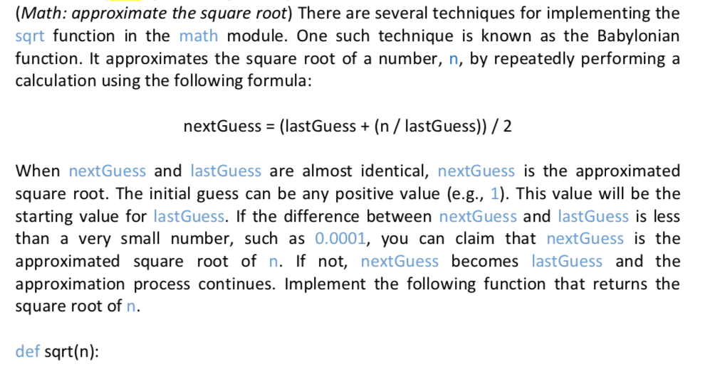Solved (Math: approximate the square root) There are several | Chegg.com