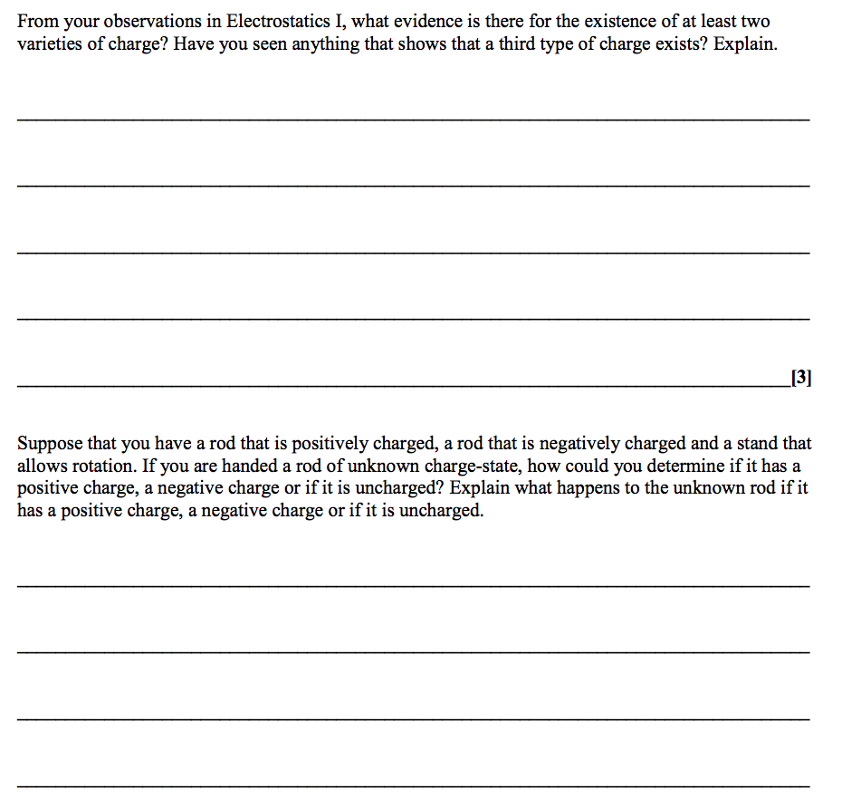Solved From your observations in Electrostatics I, what | Chegg.com