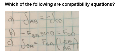 Solved Which of the following are compatibility equations? | Chegg.com