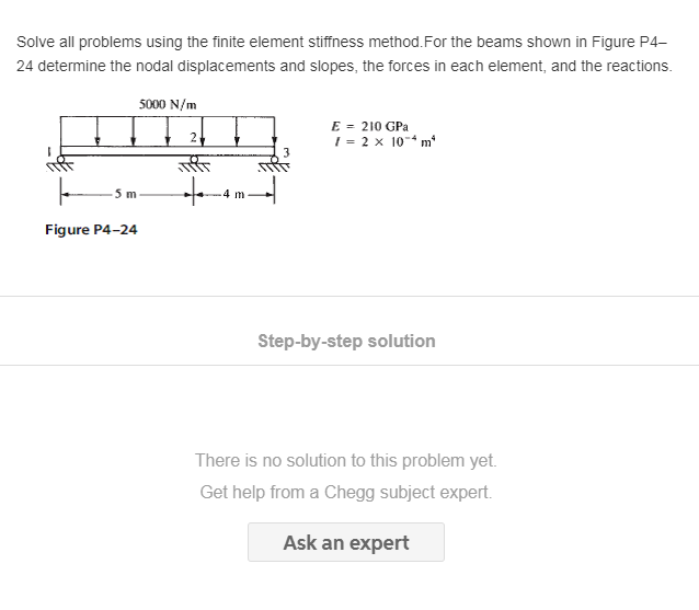 Solved Solve all problems using the finite element stiffness | Chegg.com