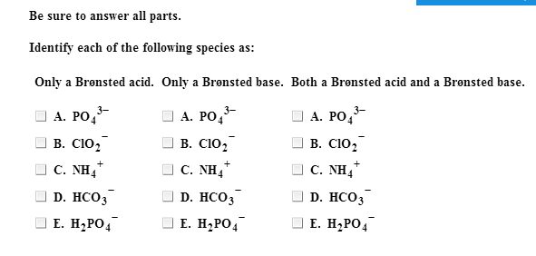 Solved Be sure to answer all parts. Identify each of the | Chegg.com