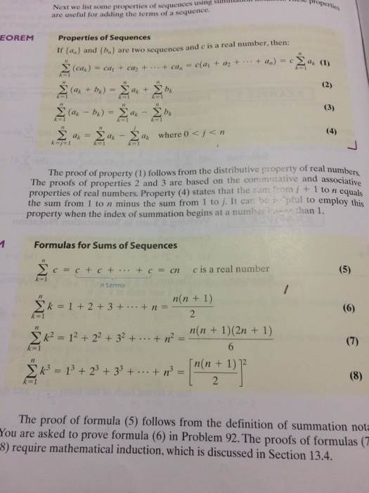 Solved what is the proof of these formulas for sums of | Chegg.com