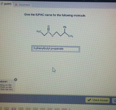 Solved Give the IUPAC name for the following molecule | Chegg.com