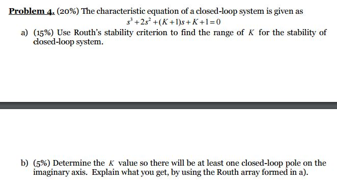 Solved The characteristic equation of a closed-loop system | Chegg.com