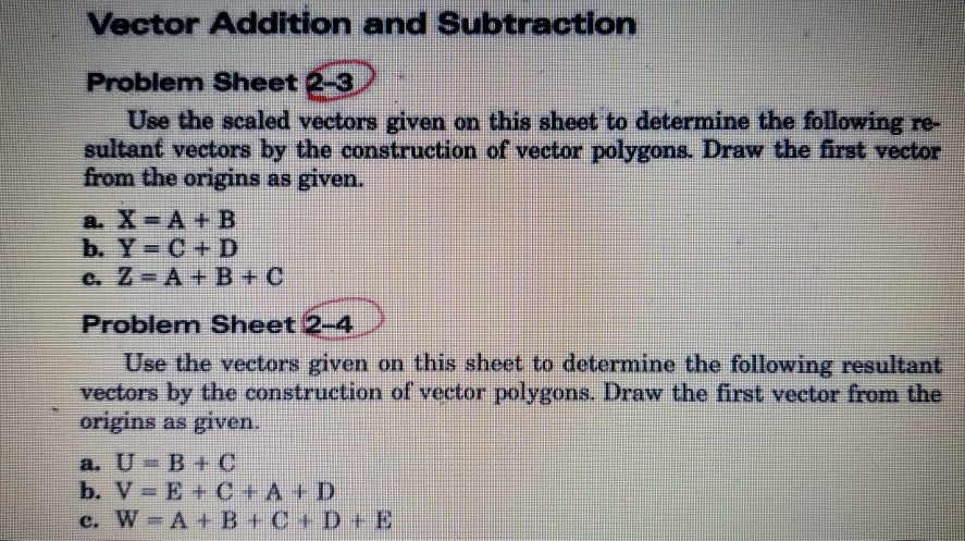 Solved Vector Addition and Subtraction Problem Sheet 2-3 , | Chegg.com