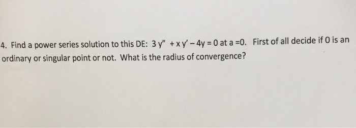 Solved Find the power series solution to the DE in the | Chegg.com
