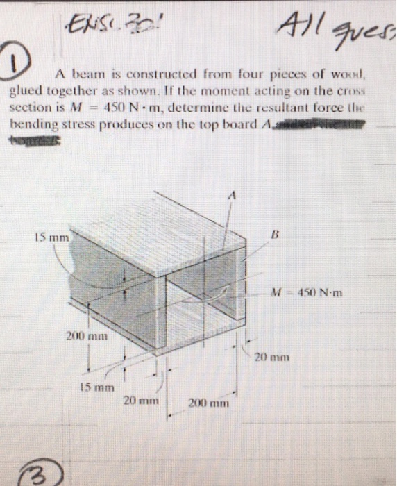 Solved A beam is constructed from four pieces of wood glued | Chegg.com