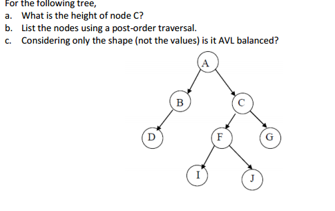 Solved For the following tree, What is the height of node C? | Chegg.com
