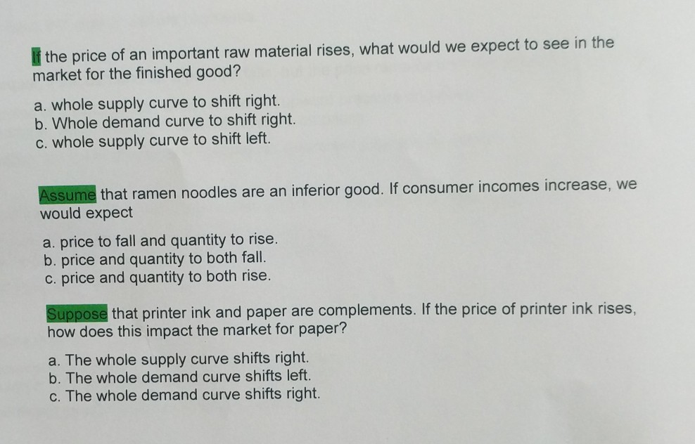 Solved n a well-functioning market, the equilibrium price of | Chegg.com