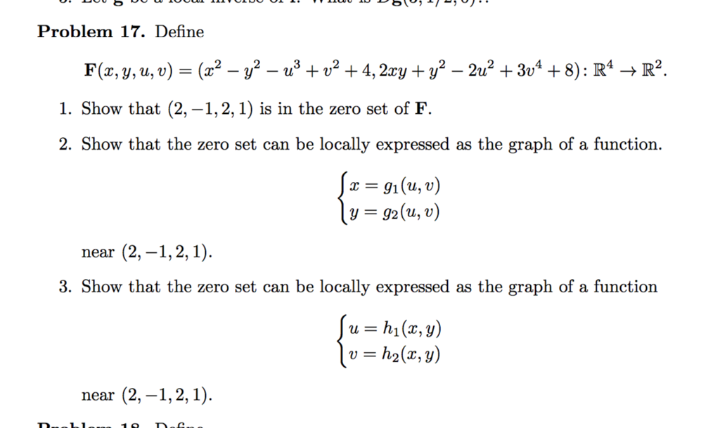 Solved Problem 17. Define 1. Show that (2, -1,2, 1) is in | Chegg.com